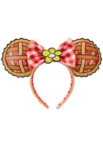 loungefly disney minnie & mickey picnic ear headband headbands standard, red,tan,yellow