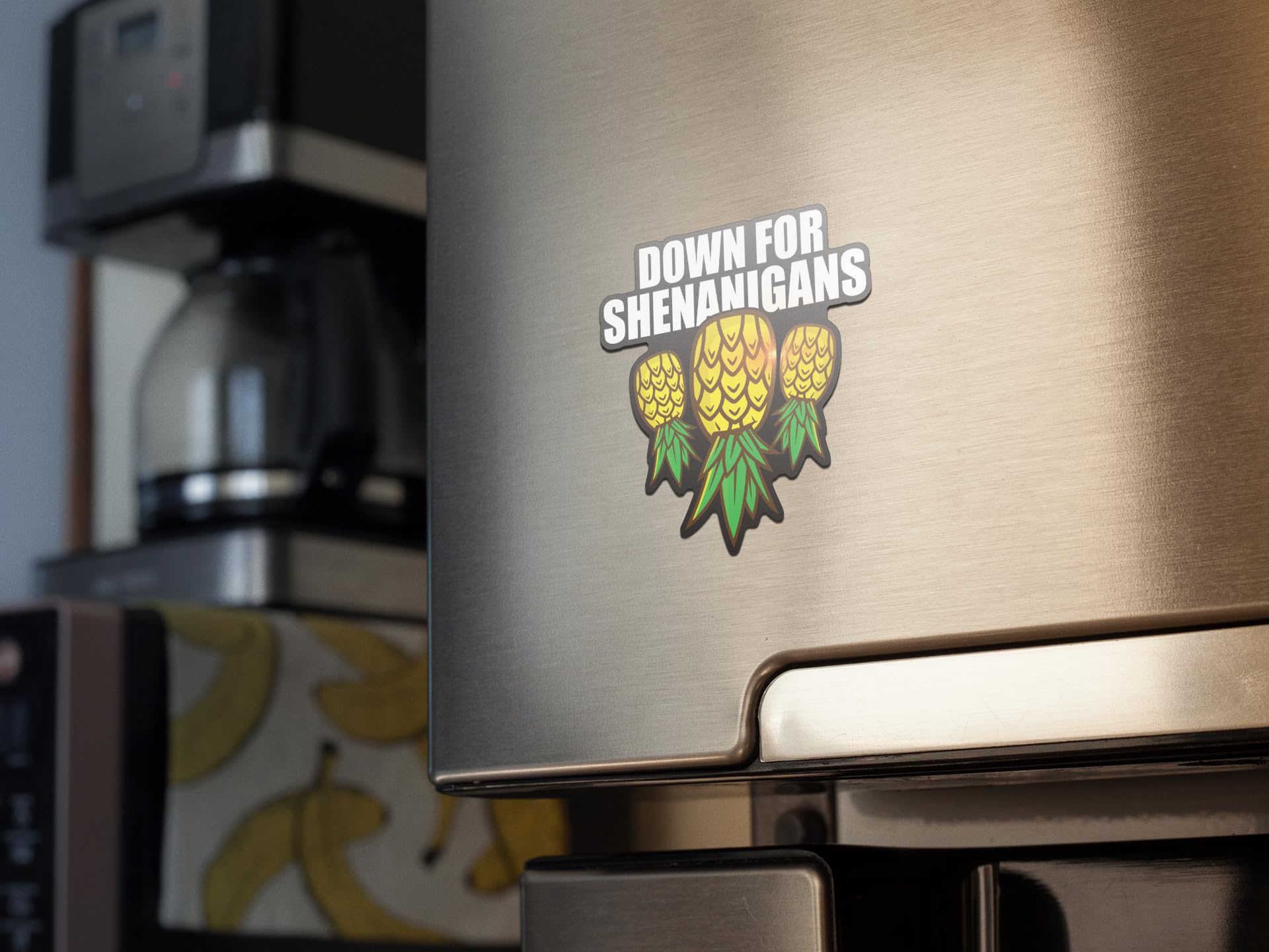 Down for Shenanigans Upside Down Pineapple Magnet for Cruise Door, Refrigerator and Car Bumper, Swinger Lifestyle Gifts, Size 4in