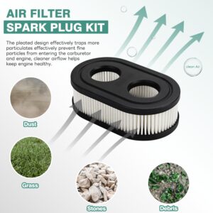 593260 Air Filter Spark Plug Compatible with Troy-Bilt TB110 TB115 TB200 TB230 TB330 TB370 Lawn Mower Air Filter798452 334404、Engines 500 500E 550E 500EX 550EX 625E 675 Series