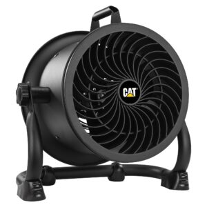 caterpillar cat hvd-9ac - 9" high-velocity drum air circulator fan with 360-degree pivoting head and dual ball bearing 4-speed motor, black