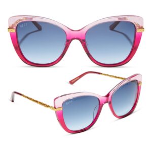 DIFF Harry Potter Hermione Granger 2.0 Square Sunglasses for Women UV400 Protection, Ombre Pink + Blue Bell Gradient