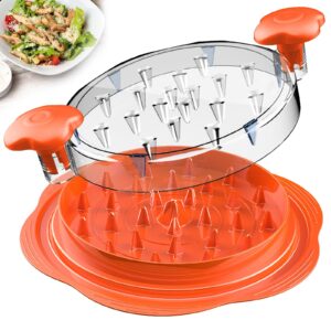 suretivian chicken shredder large chicken breast shredder tool twist with brush&fork, visible meat shredder machine, anti-slip strip, ergonomic handle, bpa free, suitable for pork beef chicken(orange)