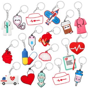 henoyso 36 pack nurse keychain nurse party favors nursing cna week gift school nurse gifts cna appreciation gifts rn nurse keychains(elegant style)