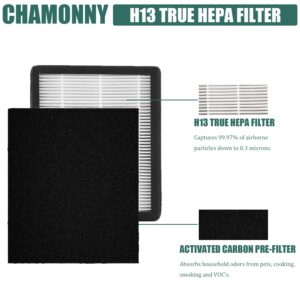 CHAMONNY IAF-H-100B Idylis Replacement Filter B, Compatible with Idylis AC-2125, AC-2126, IAP-10-150, IAP-10-125, IAP-10-050, IAPC-40-140 Air Purifiers, 2 H13 True HEPA Filters + 4 Pre-Filters