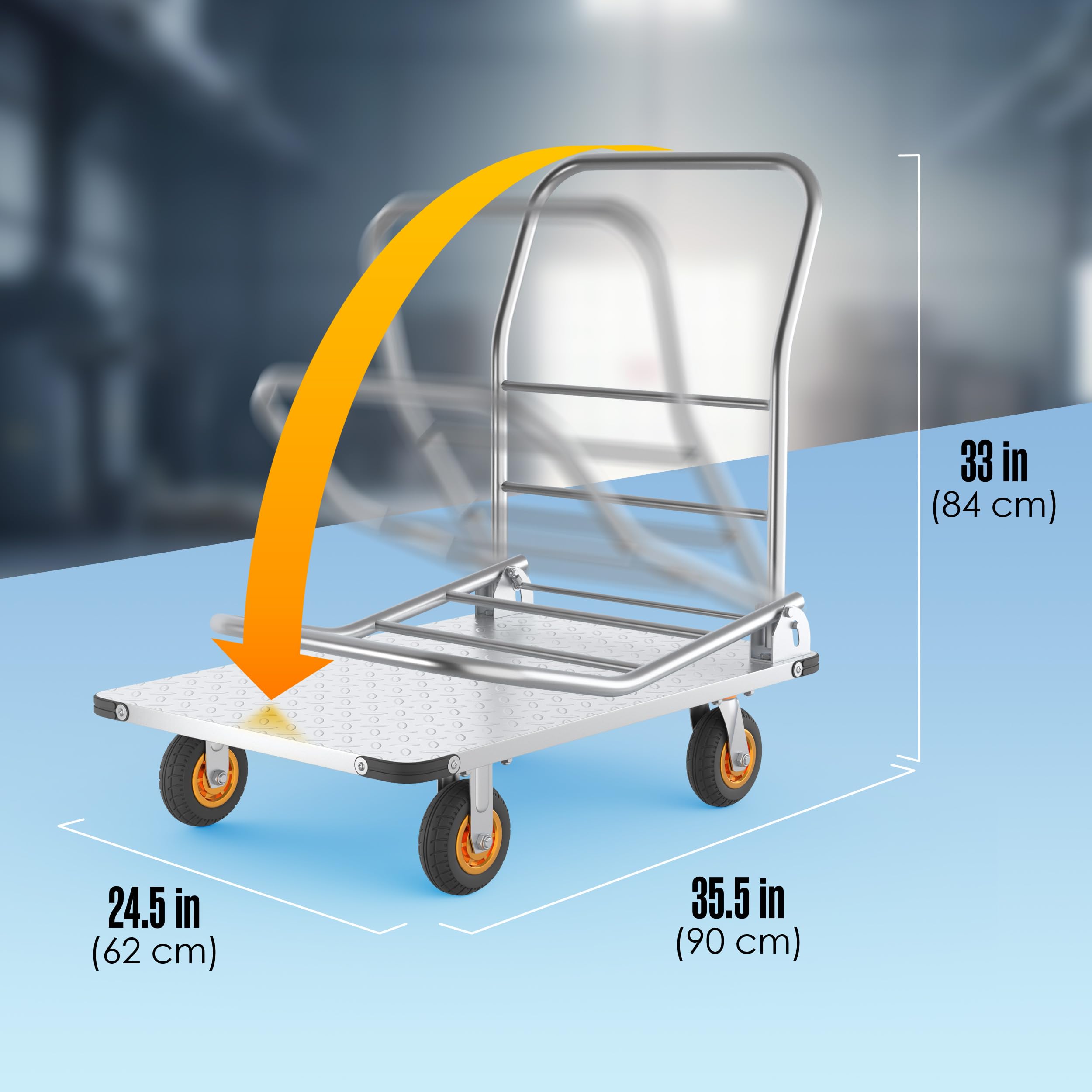 Houseables Platform Truck Cart, Flatbed Cart, Platform Cart, 2000 LB Capacity, Flat Cart, Flat Bed Cart, Foldable Push Cart Dolly, Flat Cart With Wheels and Handle, Platform Dolly, Heavy Duty, 36”x24”