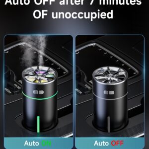 Car Diffuser Humidifier with Colorful Light, Auto Shut-Off, 2 Mist Modes, Car Diffusers for Essential Oils, USB Mini Humidifier for Car, Office Destop, Bedroom (Black)