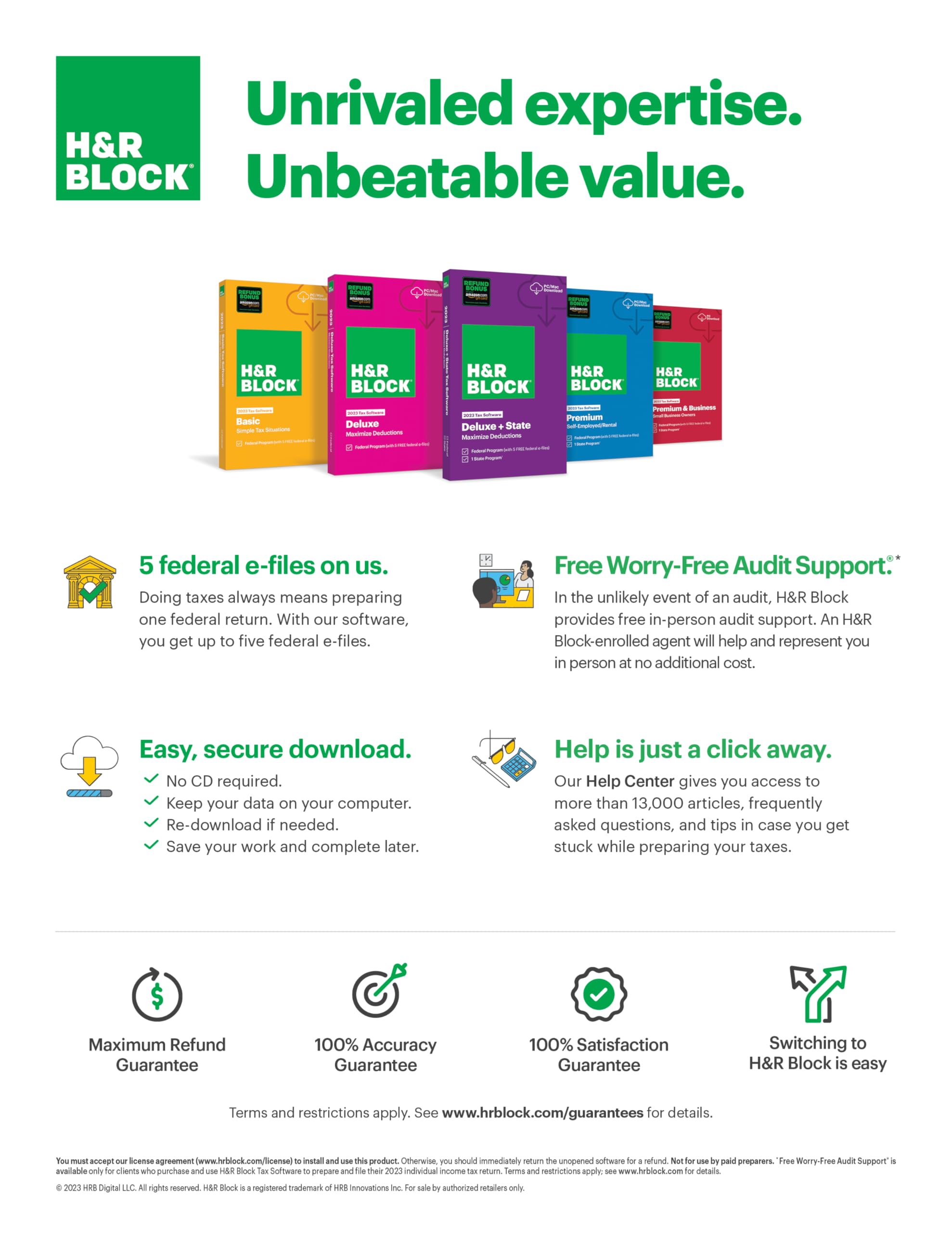 H&R Block Tax Software Deluxe + State 2023 with Refund Bonus Offer (Amazon Exclusive) (PC/MAC Download)