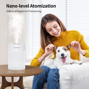 SmartDevil Small Humidifier, 600ml Portable Mini Humidifier, USB Personal Desk Humidifier for Bedroom, Plants, Office, Travel, Nightstand with Night Light, Auto Shut-Off, Super Quiet, White