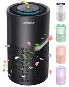 airromi air purifier for bedroom with hepa 3-in-1 filter, pet air purifier for home cat pee smell, covers upto 990 ft², quiet 360°intake air cleaner for pet hair,allergies,dust,smoke a2001 black