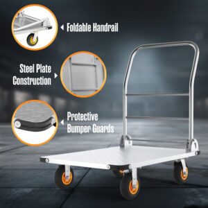 Houseables Platform Truck Cart, Flatbed Cart, Platform Cart, 2000 LB Capacity, Flat Cart, Flat Bed Cart, Foldable Push Cart Dolly, Flat Cart With Wheels and Handle, Platform Dolly, Heavy Duty, 36”x24”