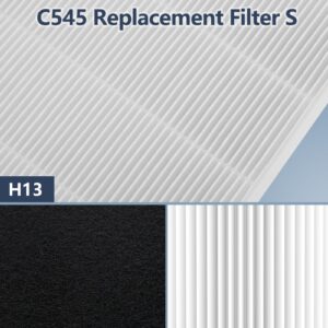 4 Pack C545 HEPA Replacement Filter S for Winix C545 Air Purifier, Replace Replacement for Winix S Filter Part 1712-0096-00 and 2522-0058-00