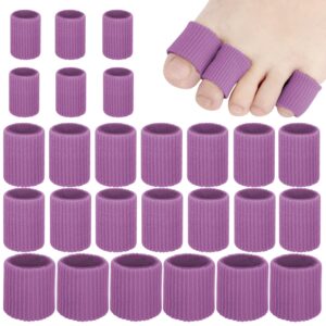 26 pieces toe cushion tube 0.98 inches toe tubes sleeves 3 different size soft gel corn pad protectors for cushions corns,blisters, calluses, toes and fingers (purple)