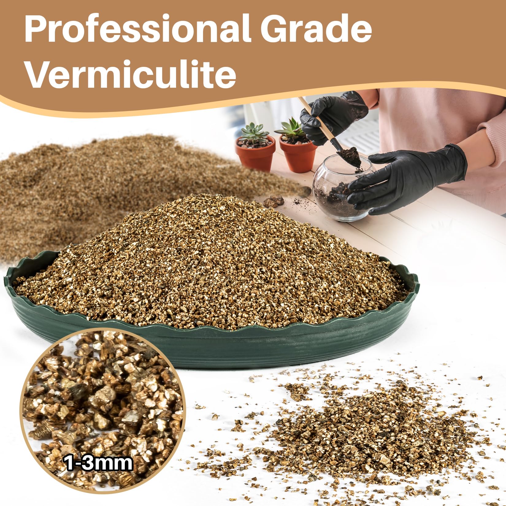 Sukh 26OZ Vermiculite - Organic Vermiculite for Plants Fine Horticultural Vermiculite Soil Amendments Vermiculite Bulk Soil Additive Perfect for Potted Plants and Garden Professional Grade 1-3mm