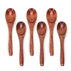 6/9/12in wooden spoons, 6pcs soup spoons set, small wooden utensils for coffee, tea, jam, sugar, ice cream and bath salts (6pcs 6in)