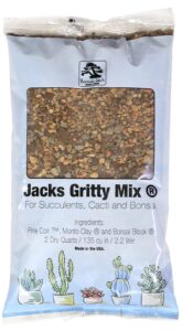 bonsai succulent and cactus soil - jacks gritty mix #111 - fast draining – fights root rot – optimized ph (1/2 gallon / 2 dry quarts)