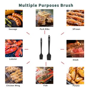 2PCS Silicone Basting Pastry Brush, JJOO Heat Resistant Food Cooking Brush for Oil, Sauce, Baking, BBQ and Grill, BPA Free, Dishwasher Safe (2Pack, Black)