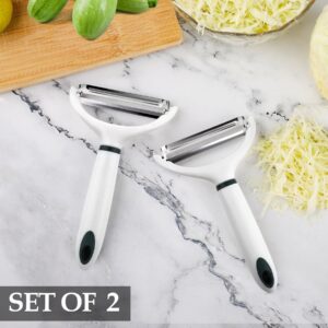 2PCS Cabbage Shredder Slicer Peeler for Coleslaw, Cabbage Cutter Grater Shredder for Sauerkraut, Large Y Peeler Wide Blade Vegetable Peeler, White with Green