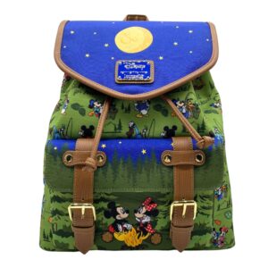 loungefly mickey, minnie, & friends camping scene rucksack