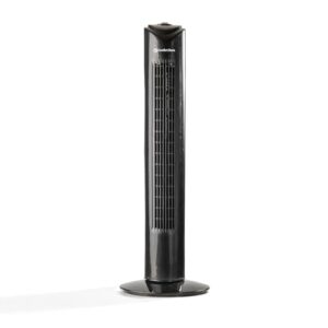 comfort zone oscillating portable tower fan, 32 inch, 3 speed, 90 degree oscillation, portable built-in carry handle, quiet operation, ideal for home, bedroom & office, cz12386