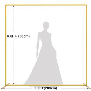 Asee'm 6.6FTx6.6FT Gold Wedding Arch Backdrop Stand Square Metal Rectangular Arch Frame for Ceremony Party Birthday Bridal Baby Shower Anniversary Arbor Balloon Decoration