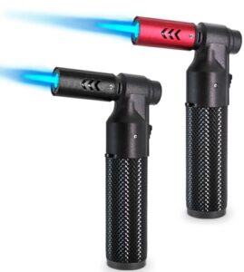 zoocura 2 pack butane torch lighter big jet flame refillable portable butane torch adjustable mini blow torch for camping grill culinary soldering cooking welding bbq (fuel not included)