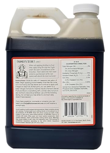 Farmer's Secret Fruit Tree Booster Fertilizer (32oz) - Super Concentrated and Phosphorus Rich - Formulated for All Fruit Trees Including Peach, Banana, and Apple