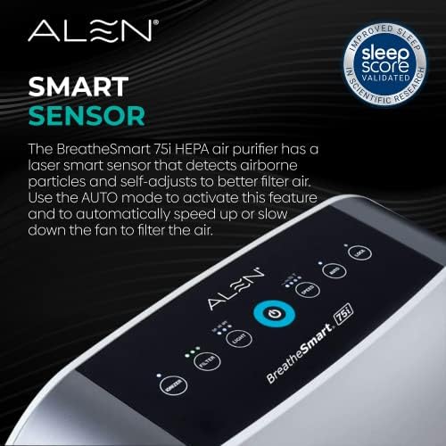 Alen BreatheSmart 75i HEPA Air Purifier Virtual Bundle - Medical Grade Filtration H13 True HEPA for Large Rooms 1300 SqFt - 99.9% Airborne Particle Removal- Pure & Fresh Brushed Stainless