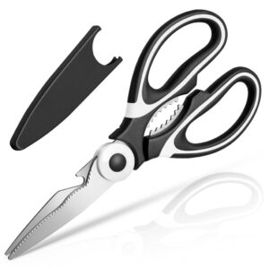 kitchen shears - qtoikce kitchen scissors heavy duty stainless steel food shears for cutting meat, fish, poultry shears multipurpose utility scissors