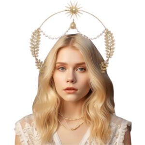 nbmarls mary halo crown headband spiked halo crown sun goddess headdress for cosplay costume party