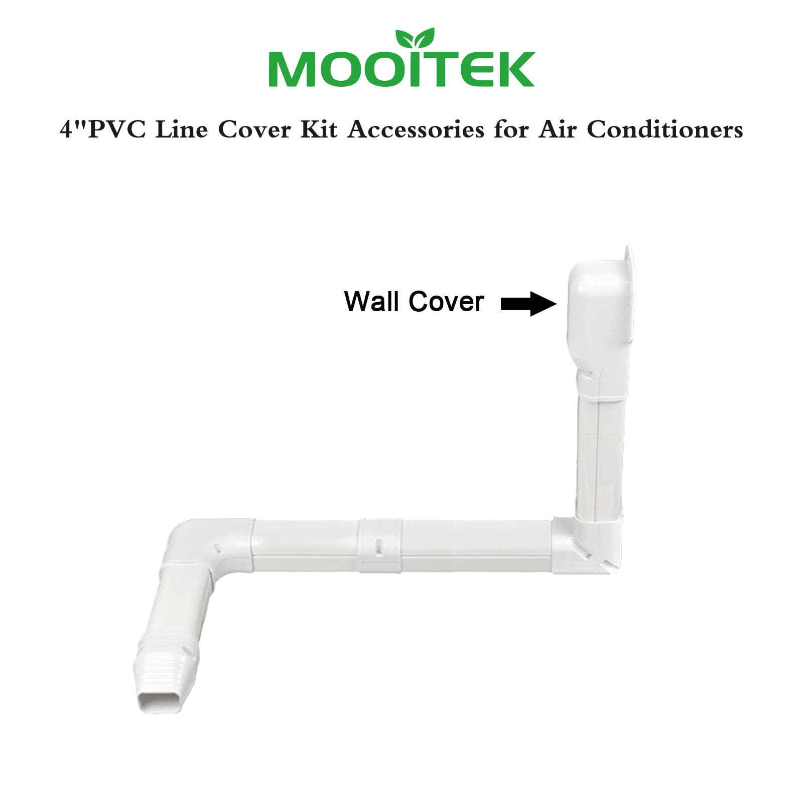 MOOITEK PVC Line Cover Kit Tubing Cover Accessories for Air Conditioners (4" Wall Cover)