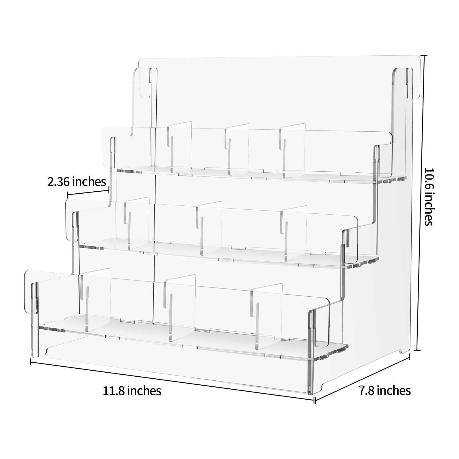 DOSTATNI 3 Tier Greeting Card Display Rack Acrylic Sticker Display Stand Retail Display Photo Stand Postcard Display Mail Organizer Stamp Pad Holder Storage Rack for Stickers Cards Tabletop