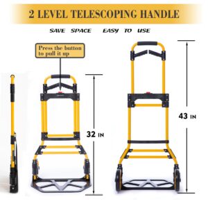 INNOCEDEAR Folding Hand Truck and Dolly,380 lb Capacity Portable Cart with Telescoping Handle and Rubber Wheels for Moving,Shopping,Travel,Office Use