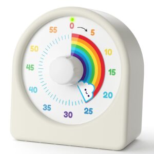 liorque 60 minute visual timer for kids, rechargeable visual countdown timer clock kids timer for classroom, desk pomodoro timer with 'rainbow' pattern design and magnetic back