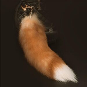 SeaISee Fox Tail Keychain, Brown Fur Keyring, Soft Fluffy Bag Hanging Charm, Women's Personal Accessory - Cosplay, Halloween