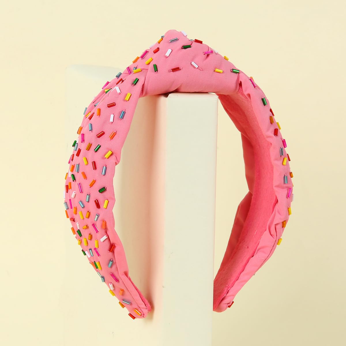 FEDANS Sprinkle Headband for Women - Knotted Birthday Hairband with Candy Embellished Top, Colorful Hair Accessories for Girls