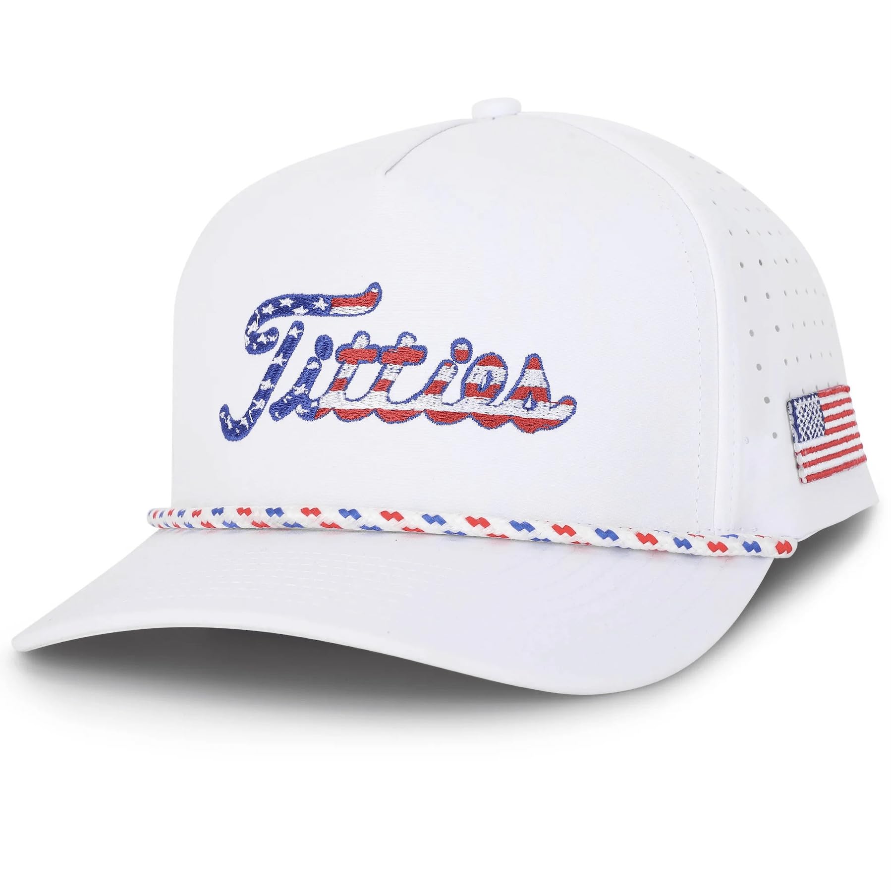 Curves & Clubs Titties Golf Hat - Funny Golf Hat - Titties Hat - Funny American Hat - One-Size-Fits-All Hat - Funny Men's Gifts, Titties Hat (Cotton, White)