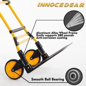 INNOCEDEAR Folding Hand Truck and Dolly,380 lb Capacity Portable Cart with Telescoping Handle and Rubber Wheels for Moving,Shopping,Travel,Office Use