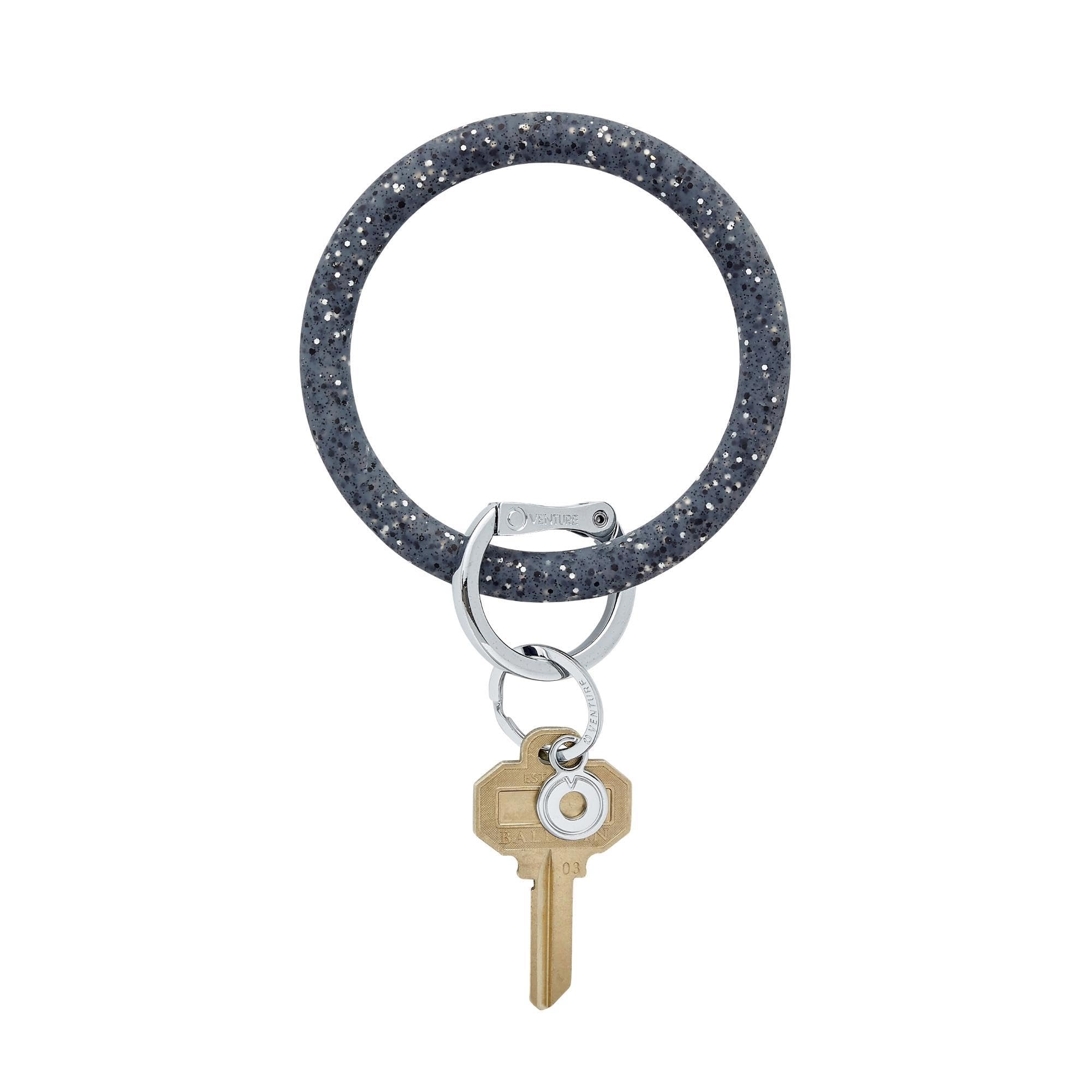 Oventure, The Original Bracelet Keychain, Silicone Big O Key Ring - Confetti Collection (Back in Black Confetti)