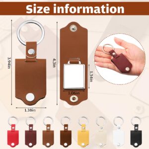 Misdary 24 Pcs Family Reunion Favors Photo Insert Keychain with Leather Protection Blank Picture Frame Keychain Photo Leather Keychain Bulk PU Leather Key Kit Blank Photo Keychain for Craft DIY Gifts