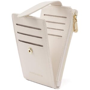 bostanten slim wallet women rfid blocking card holder leather bifold wallet with zipper pocket beige