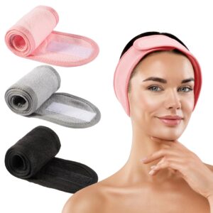 maqihan spa hair wrap headband 3pcs facial hair wraps headbands for spa facial head wraps adjustable towel microfiber headband for washing face spa terry cloth headbands for women facials soft gifts