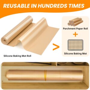 Silicone Baking Mat Roll - Best German Silicone - Heat Resistant Baking Macaron Bread Mat, Non-stick Pastry Mat, Reusable Dough Rolling Mat, Non Slip Countertop Protector Mat, Counter Mat, Oven Mat