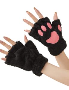 otpeh cat paws gloves fingerless bear furry paw cute hand paw gear cosplay costume accessories