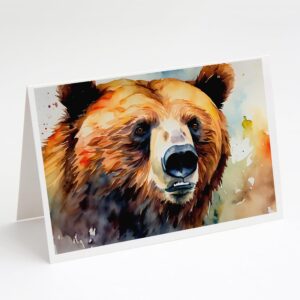 caroline's treasures dac2929gca7p grizzly bear greeting cards pack of 8 blank cards with envelopes whimsical a7 size 5x7 blank note cards