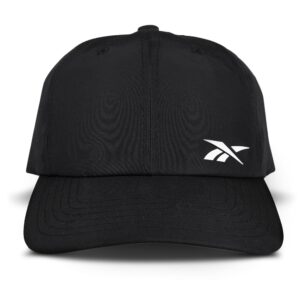 reebok lightweight adjustable performance running cap for men and women (one size fits most), black