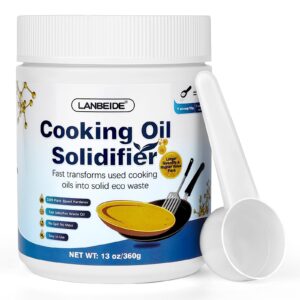 lanbeide cooking oil solidifier powder, solidifies up to 36 cups - 100% plant-based cooking oil hardener for disposal fry oil away from mess 13 oz