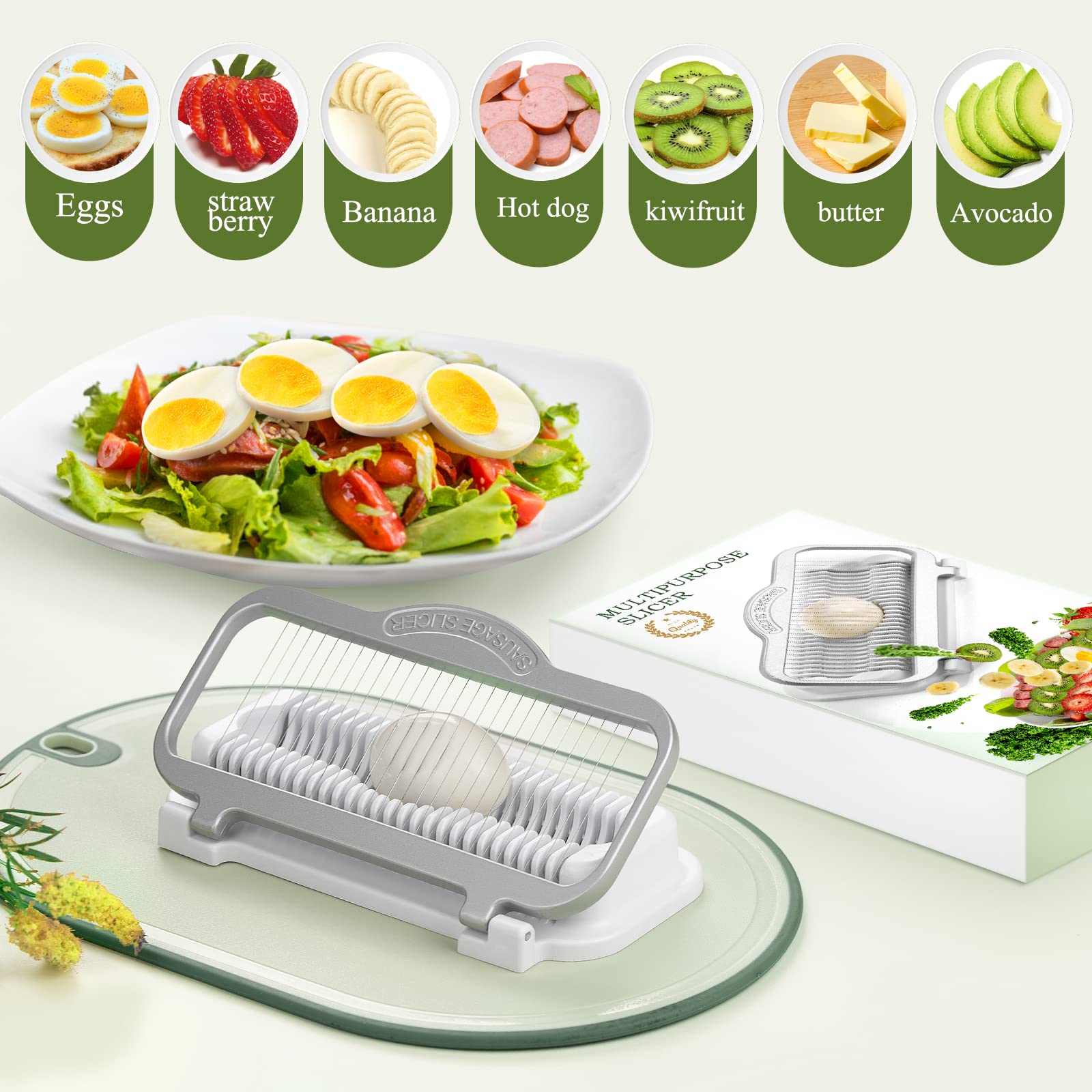 Egg Slicer for Hard Boiled Eggs Banana Slicer, Aluminium & Stainless Steel Wires Strawberry slicer Multipurpose Heavy Duty Dishwasher Safe Banana Cutter slicer