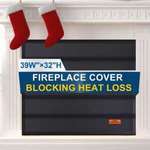 cholila cover fireplace cover for energy saving - upgrade fireplace screen cover - 39"×32" fireplace draft blocker stop heat loss - fireplace blanket with complete accessories for any fireplace frame