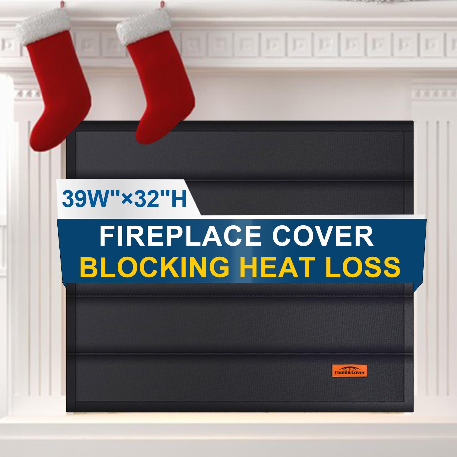 Cholila Cover Fireplace Cover for Energy Saving - Upgrade Fireplace Screen Cover - 39"×32" Fireplace Draft Blocker Stop Heat Loss - Fireplace Blanket with Complete Accessories for Any Fireplace Frame