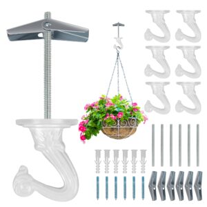 aidoclip 6 pcs ceiling hooks for hanging plants,hanging hanging lights metal small hooks,indoor outdoor wall heavy duty plant hanger swag hook